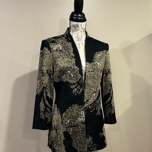 Ming Wang | Jackets & Coats | Ming Wang Abstract Floral Print Shimmer ...